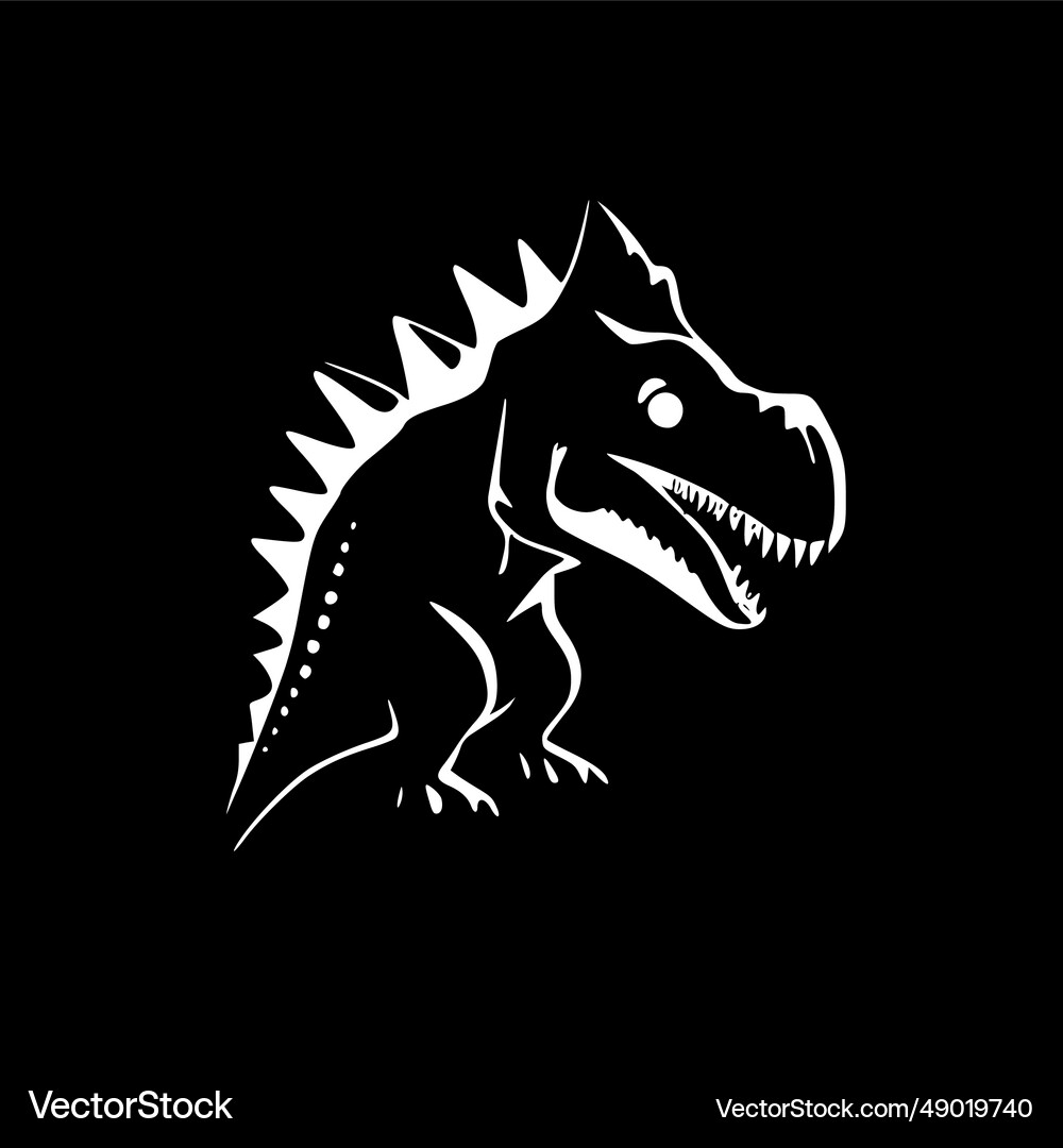 Dinosaur - black and white isolated icon Vector Image