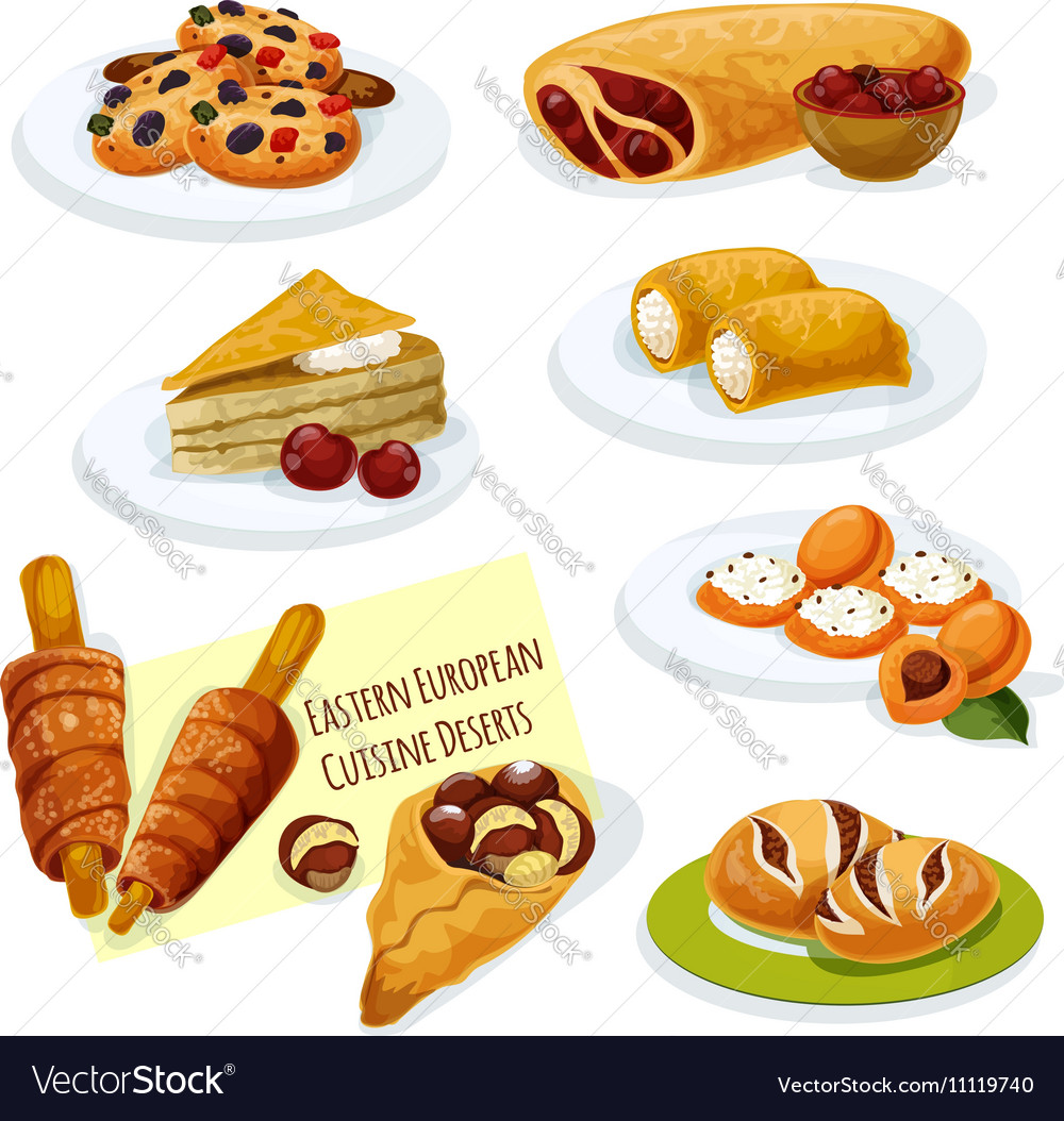 Eastern european cuisine pastry desserts icon Vector Image