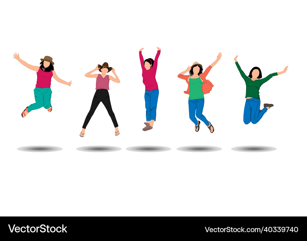 Graphics image character woman jump Royalty Free Vector