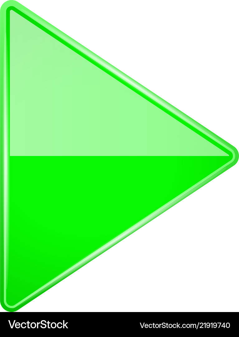 Green shiny 3d arrow play icon Royalty Free Vector Image