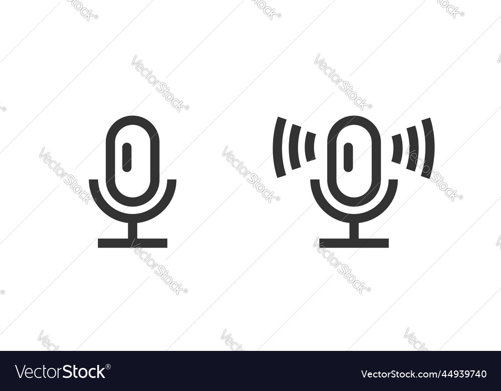 Microphone icon pictogram line outline linear art Vector Image
