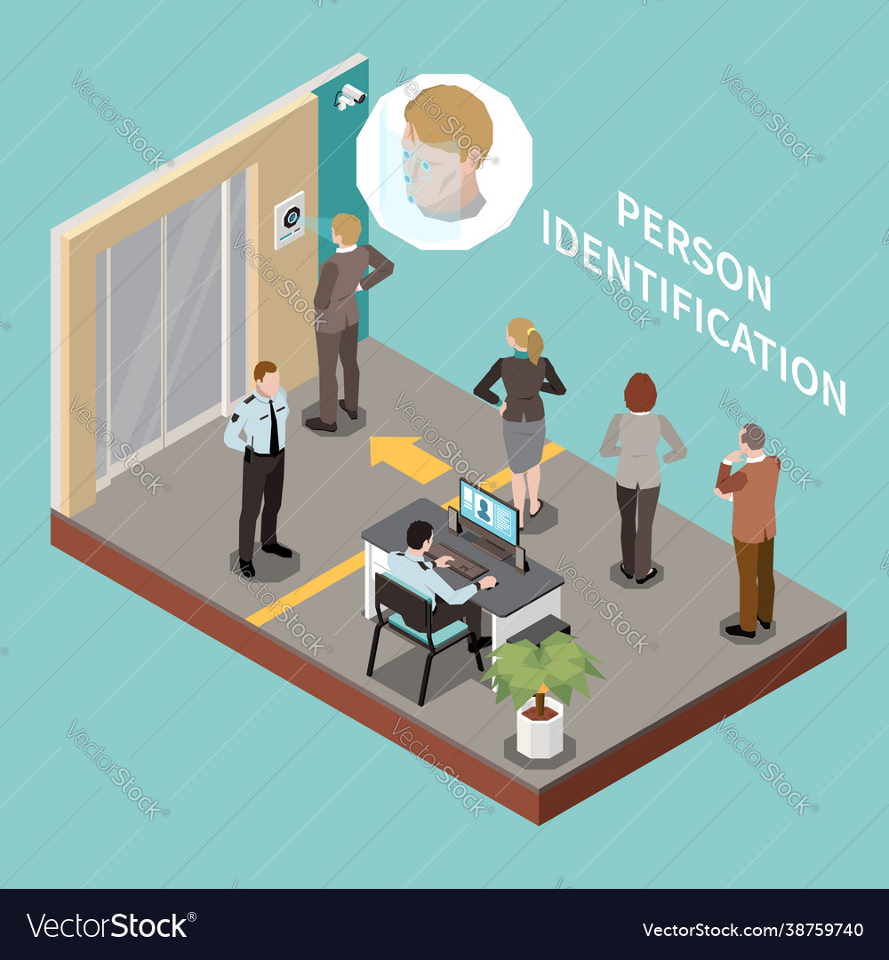 Persons identification isometric composition Vector Image