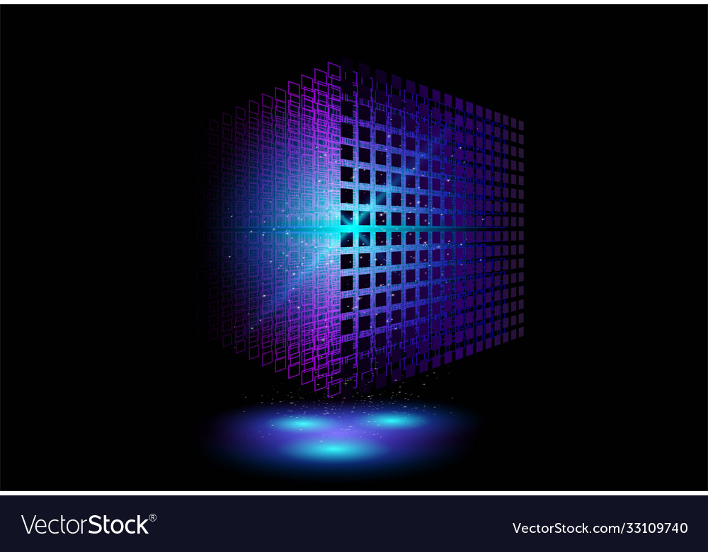 Perspective 3d wireframe cube geometric from Vector Image