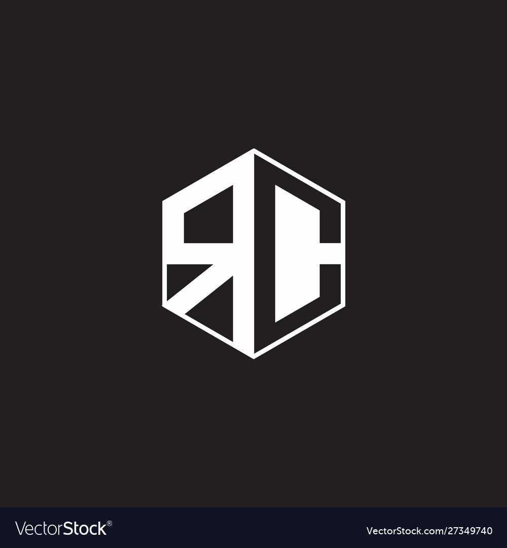 Rc logo monogram hexagon with black background Vector Image