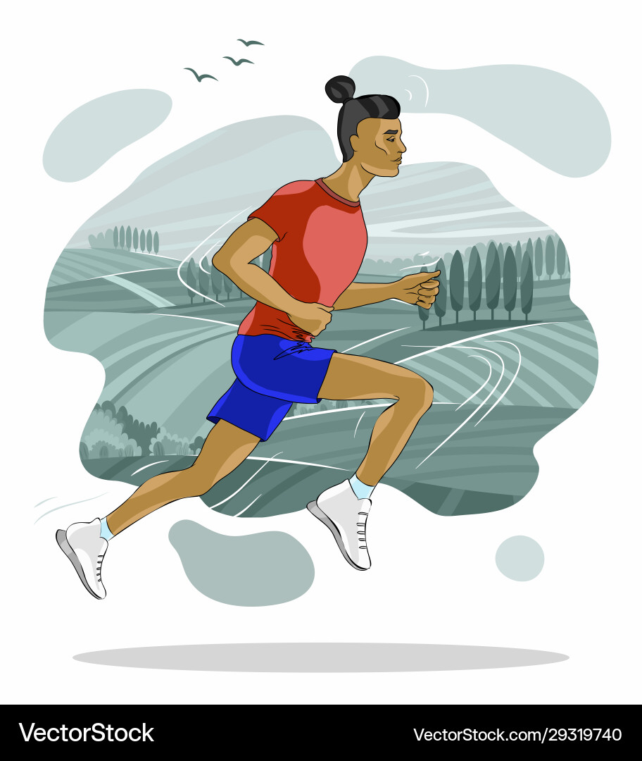 Running man in detailed Royalty Free Vector Image