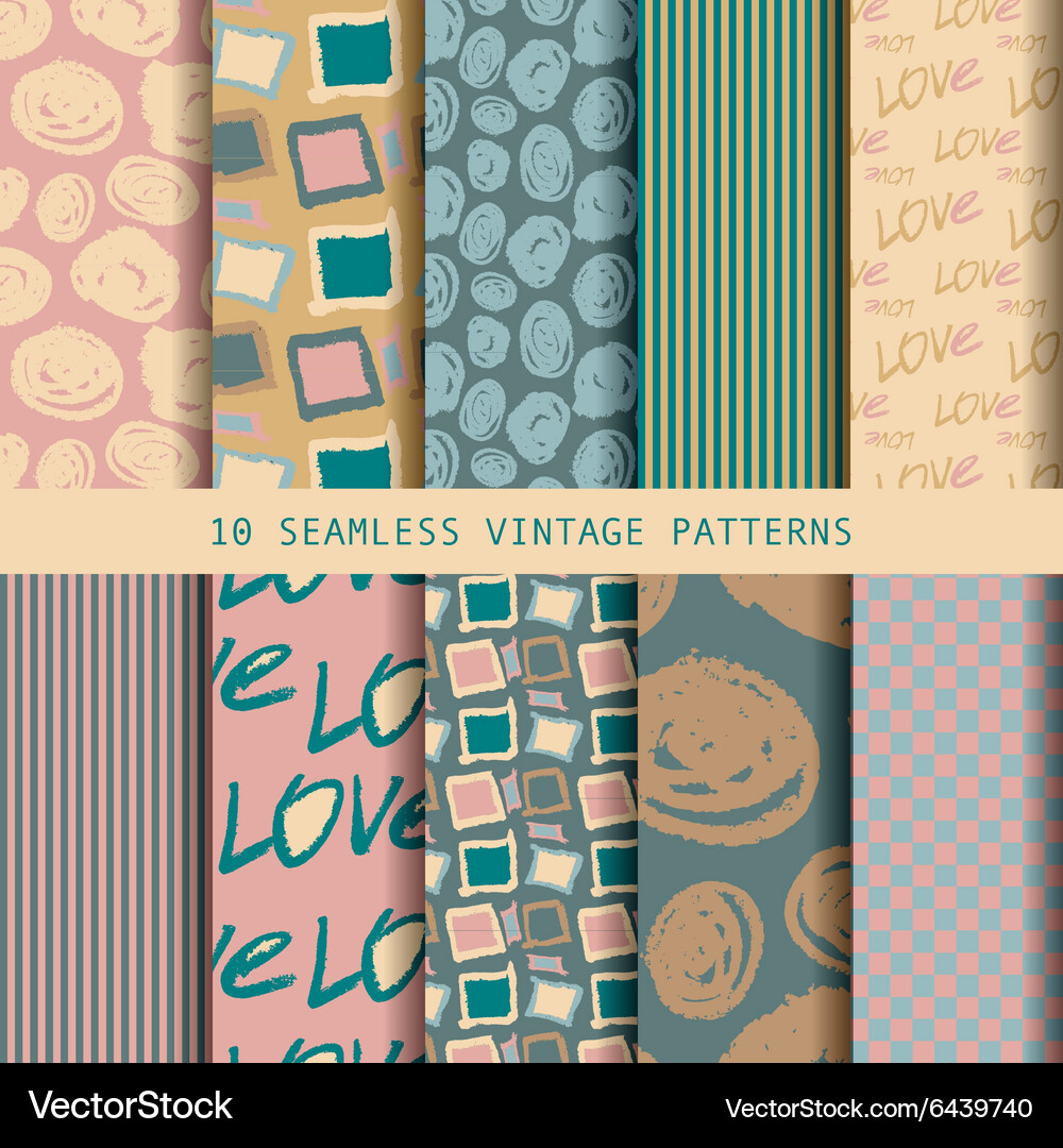 Set of seamless patterns in retro style Royalty Free Vector