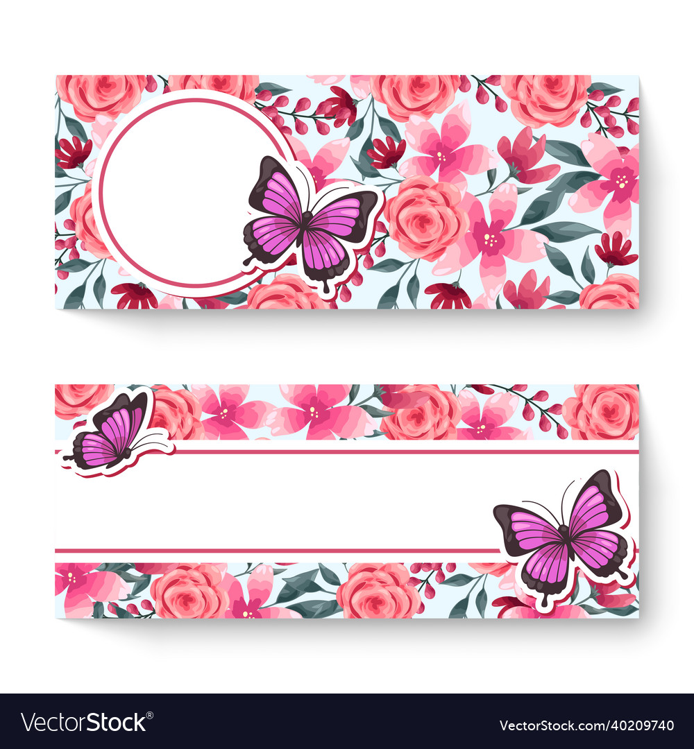 Spring floral banner template with colorful Vector Image