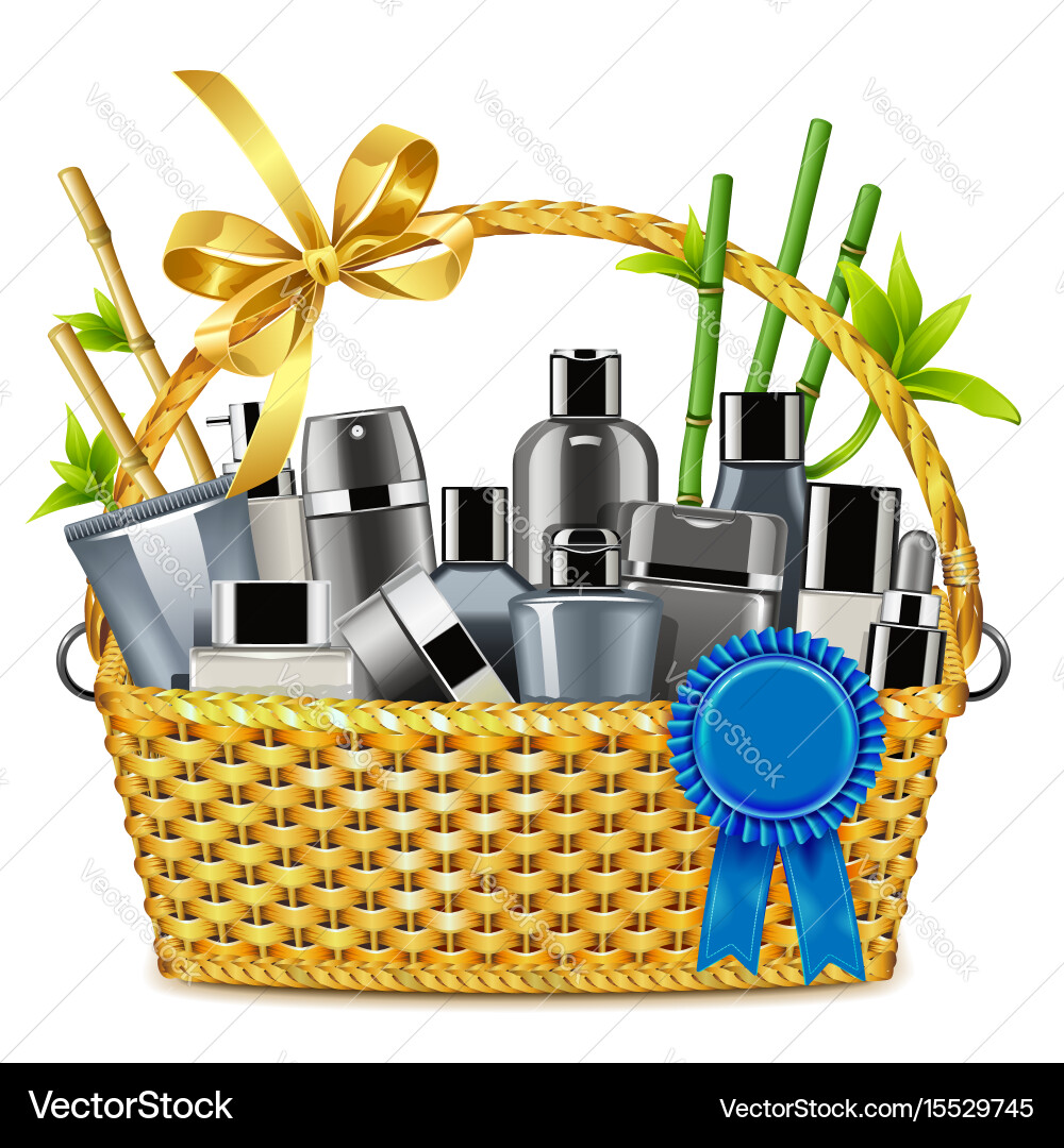 Basket with male cosmetics Royalty Free Vector Image
