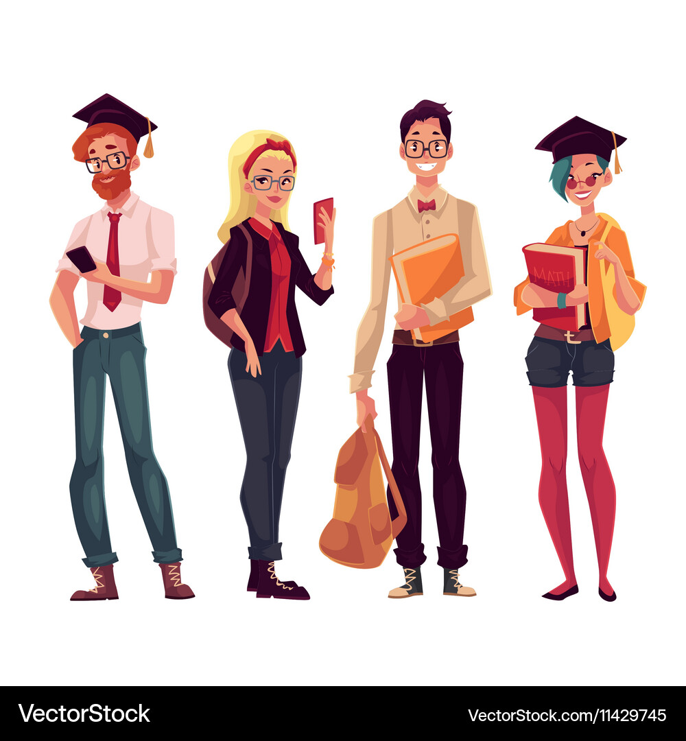 College Students Studying Royalty Free Vector Image
