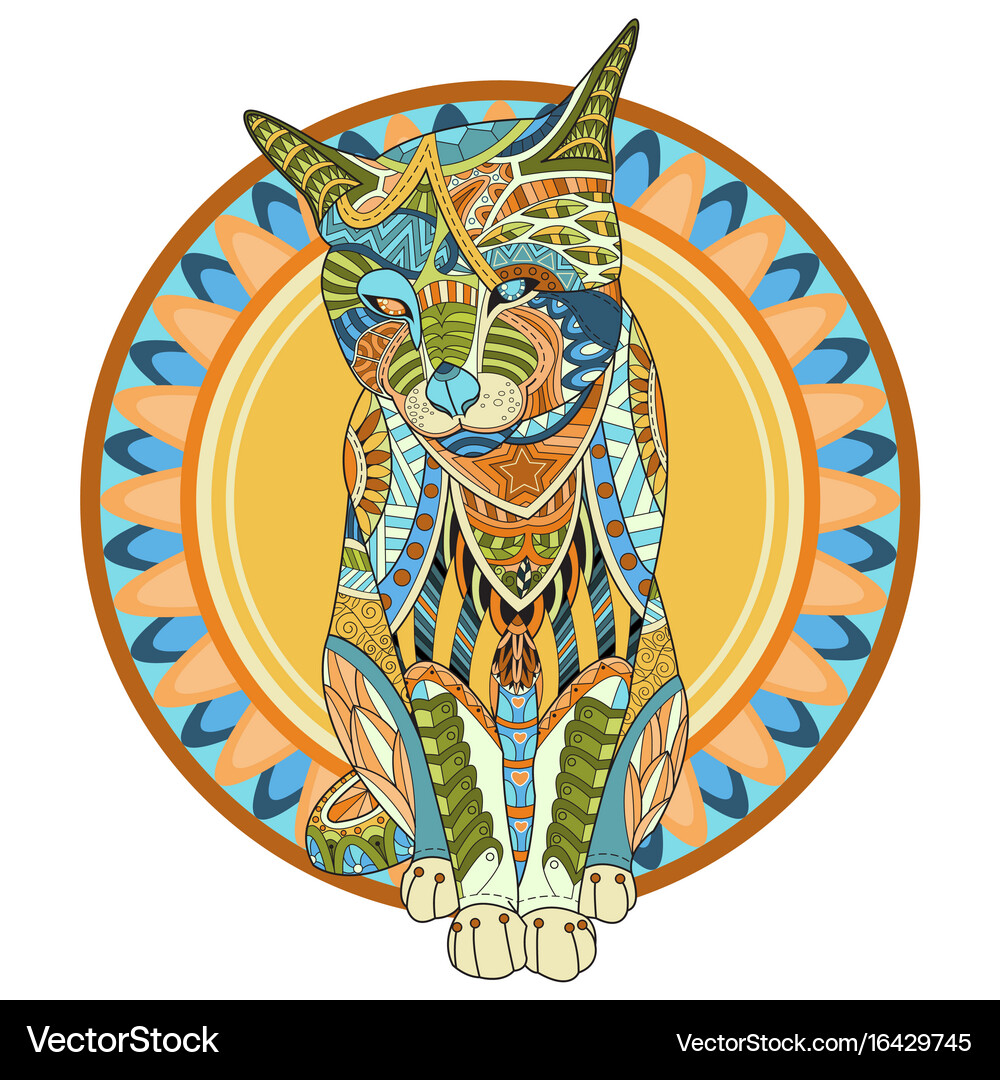 Color cat isolated on white Royalty Free Vector Image