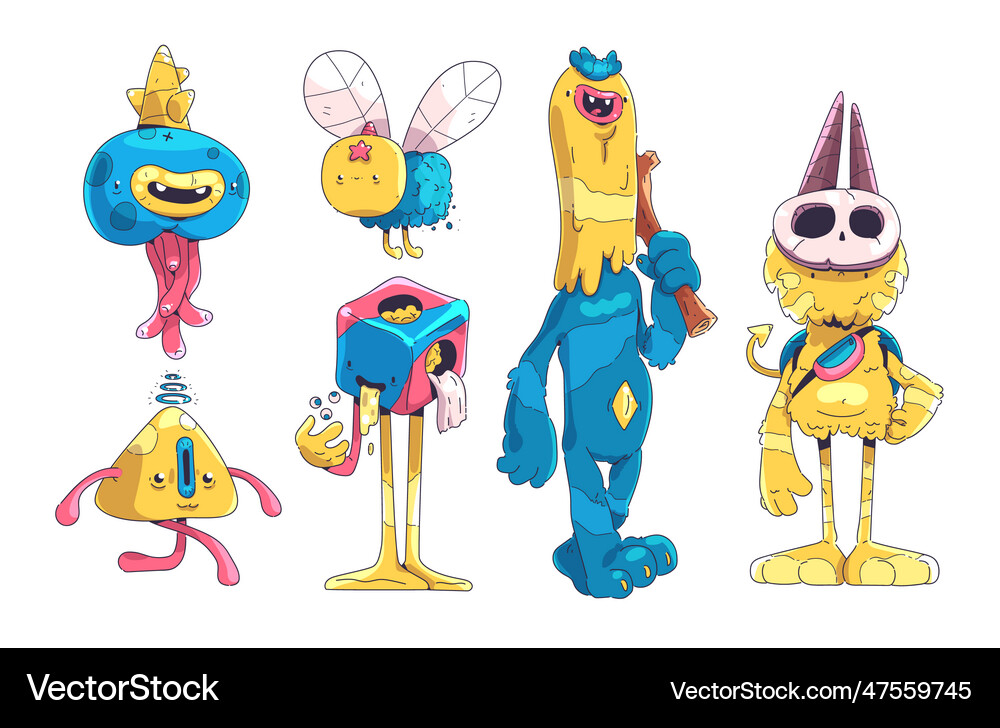 Cute monsters set Royalty Free Vector Image - VectorStock