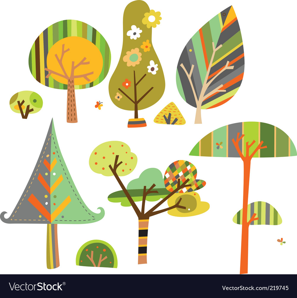 Cute trees Royalty Free Vector Image - VectorStock