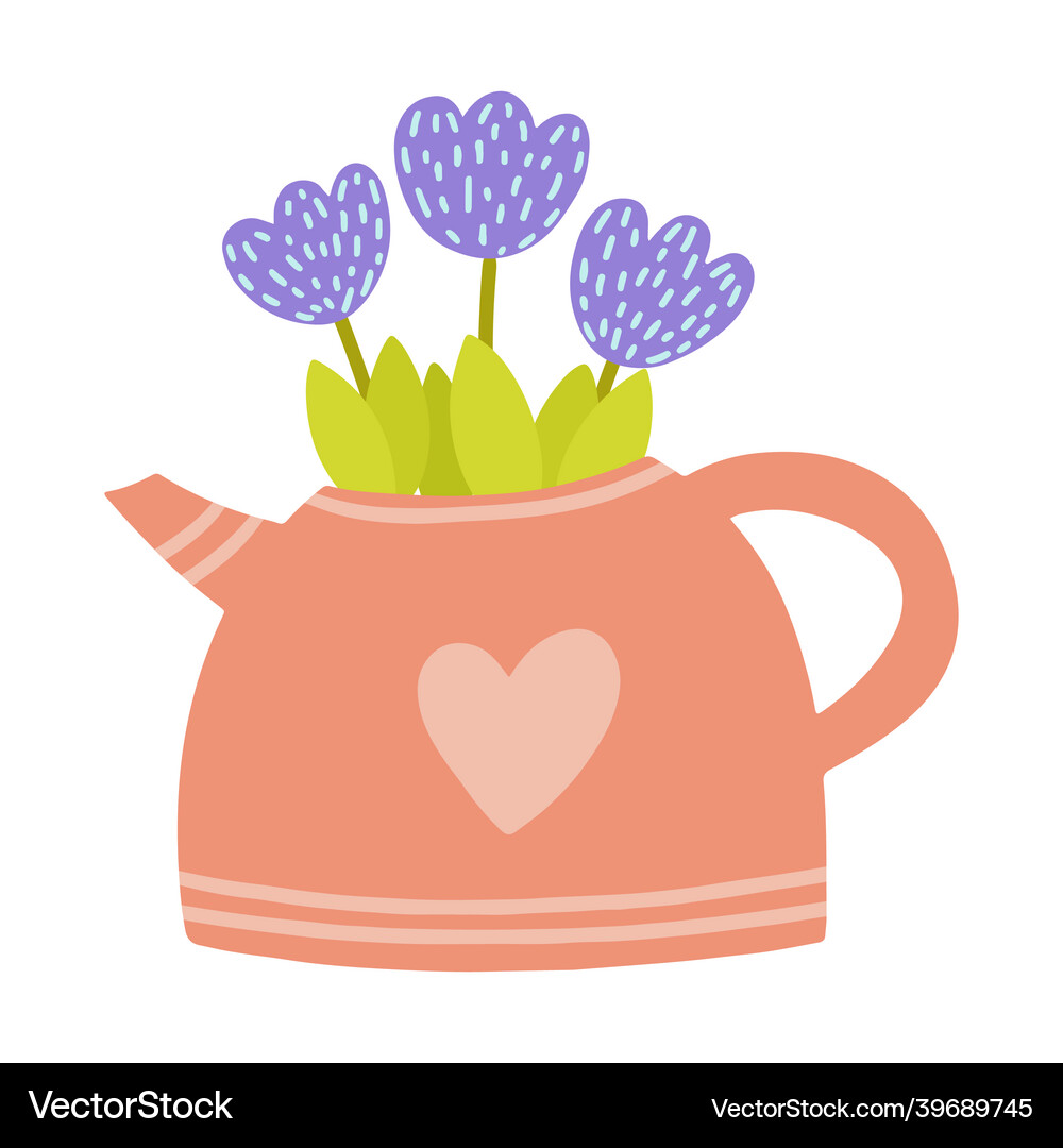 Doodle style teapot with flowers hand drow Vector Image