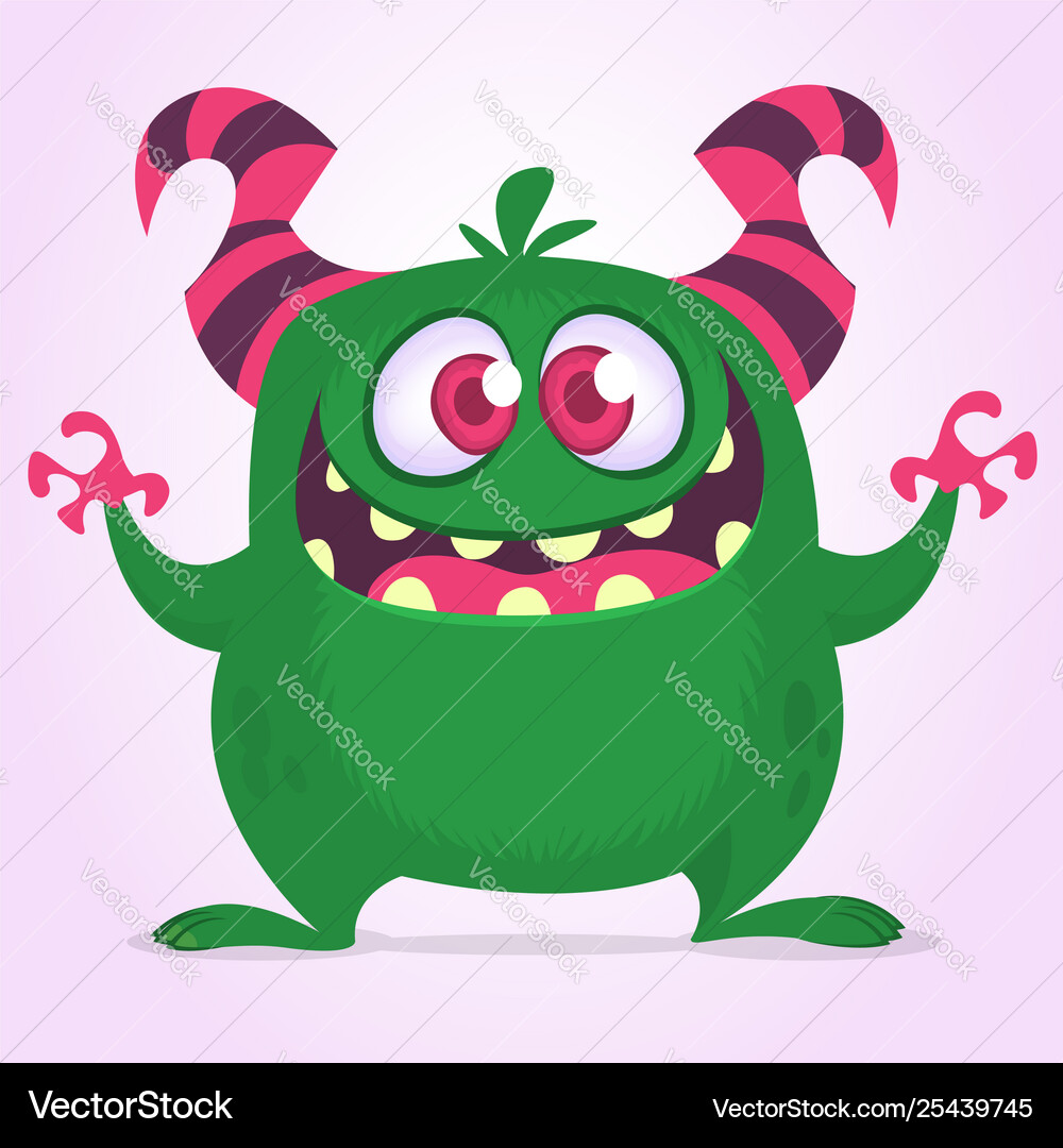 Excited Cartoon Monster Royalty Free Vector Image