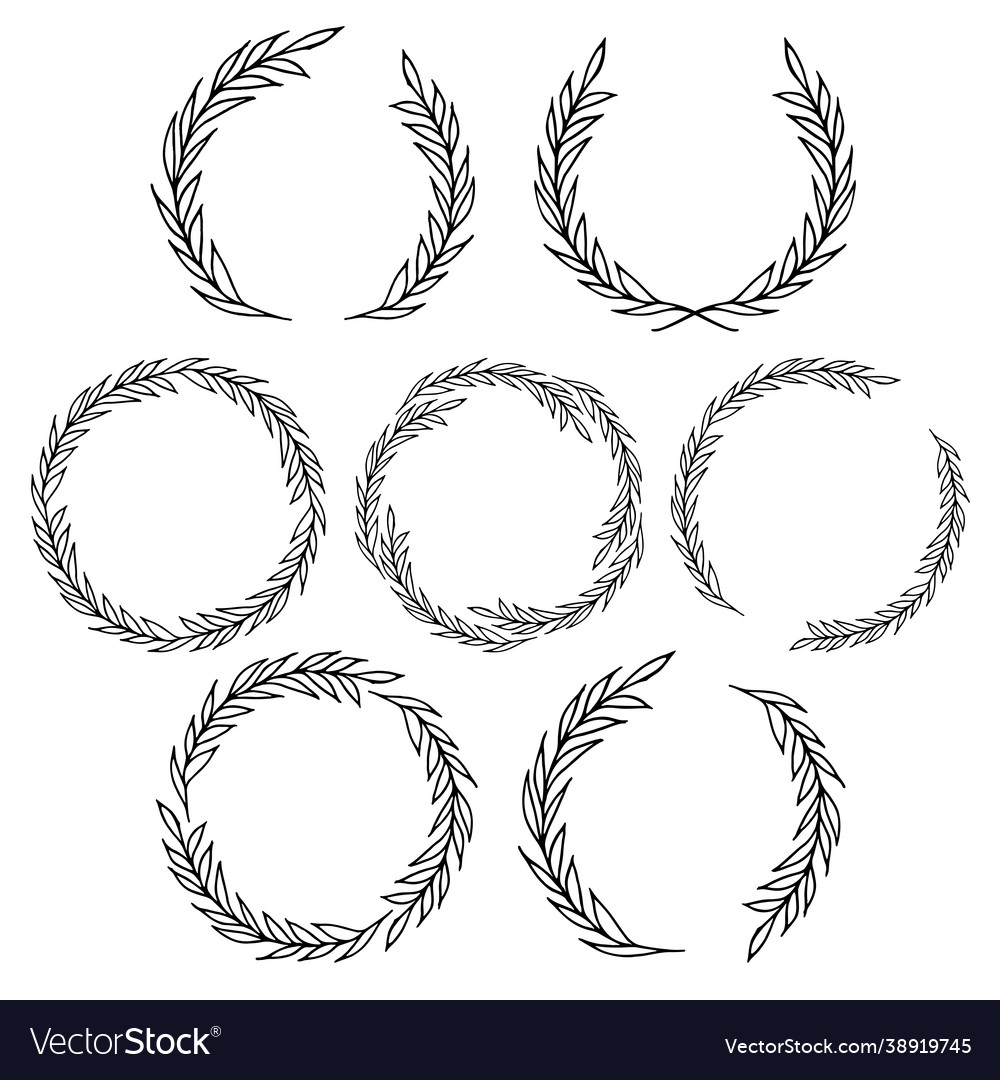 Laurel wreath bundle decorative floral leaf frame Vector Image