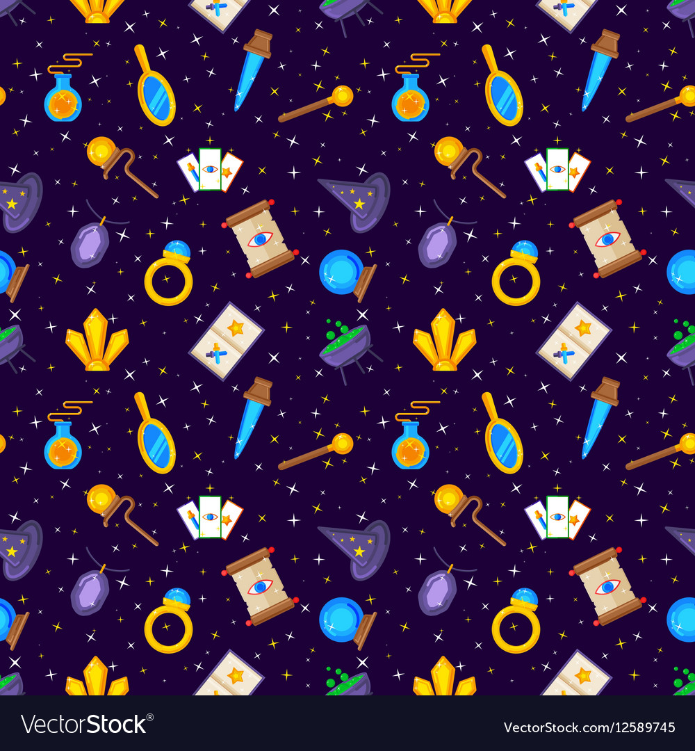 Magic decorative icons seamless pattern Royalty Free Vector Magic decorative icons seamless pattern Royalty Free Vector