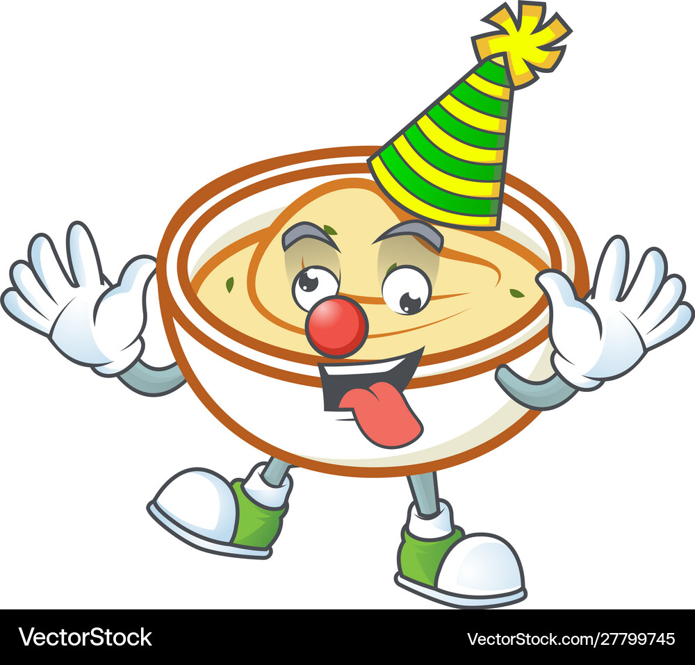 Mashed potatoes in bowl with clown character Vector Image