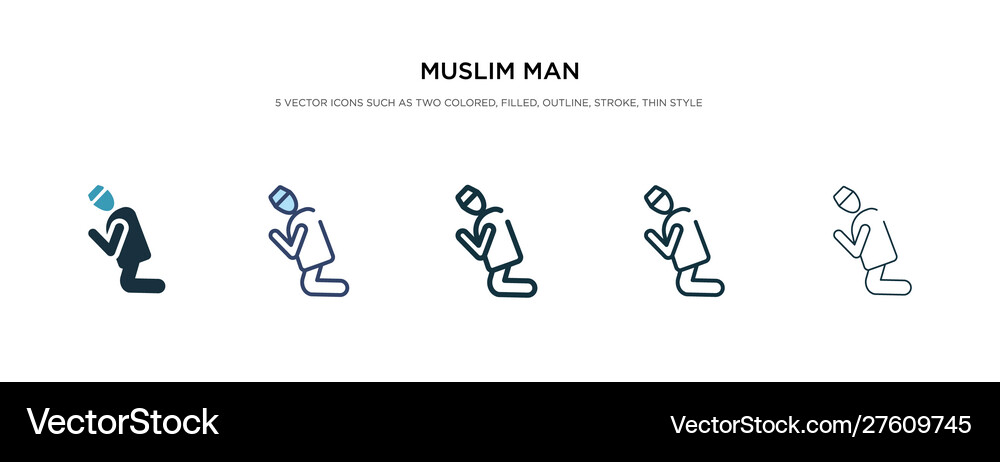 Muslim man icon in different style two colored Vector Image