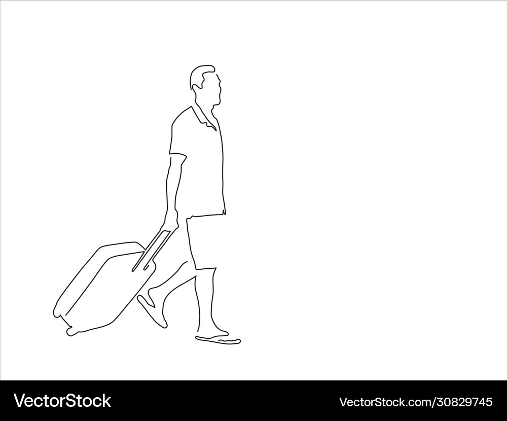 People traveling line drawing Royalty Free Vector Image