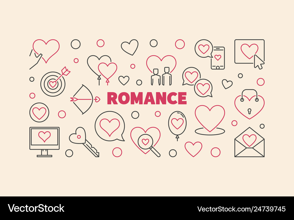 Romance line banner made with heart Royalty Free Vector