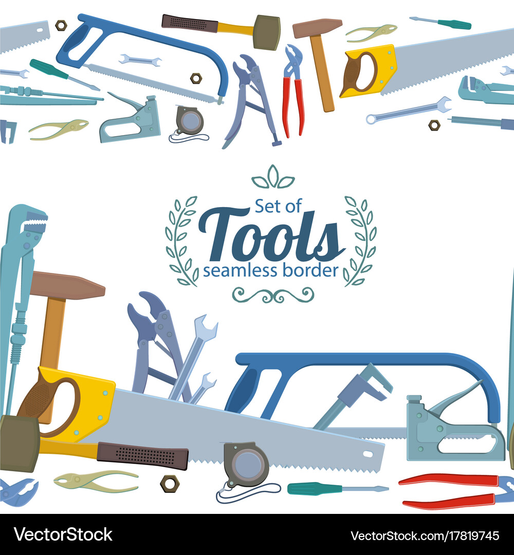 Seamless horizontal borders of repair tools Vector Image