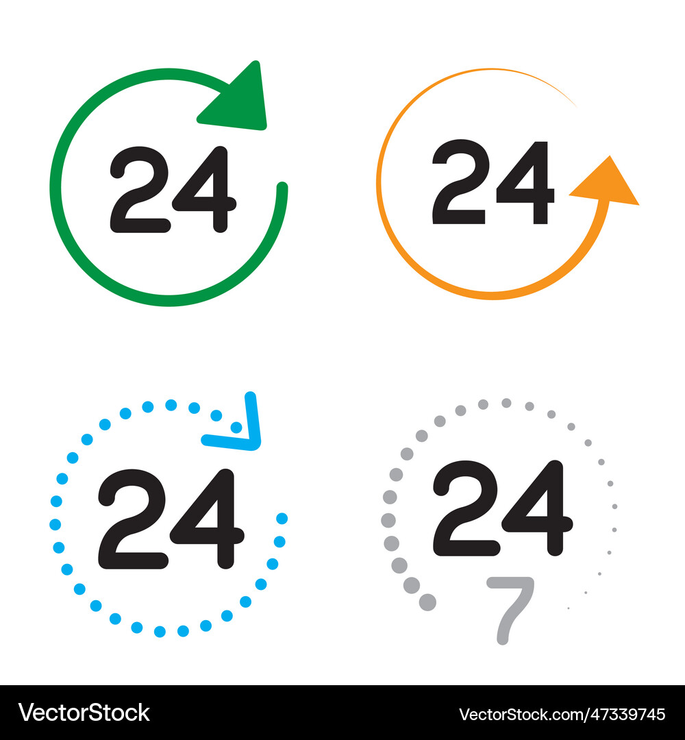 Service work 24 hours a day sign symbol set Vector Image