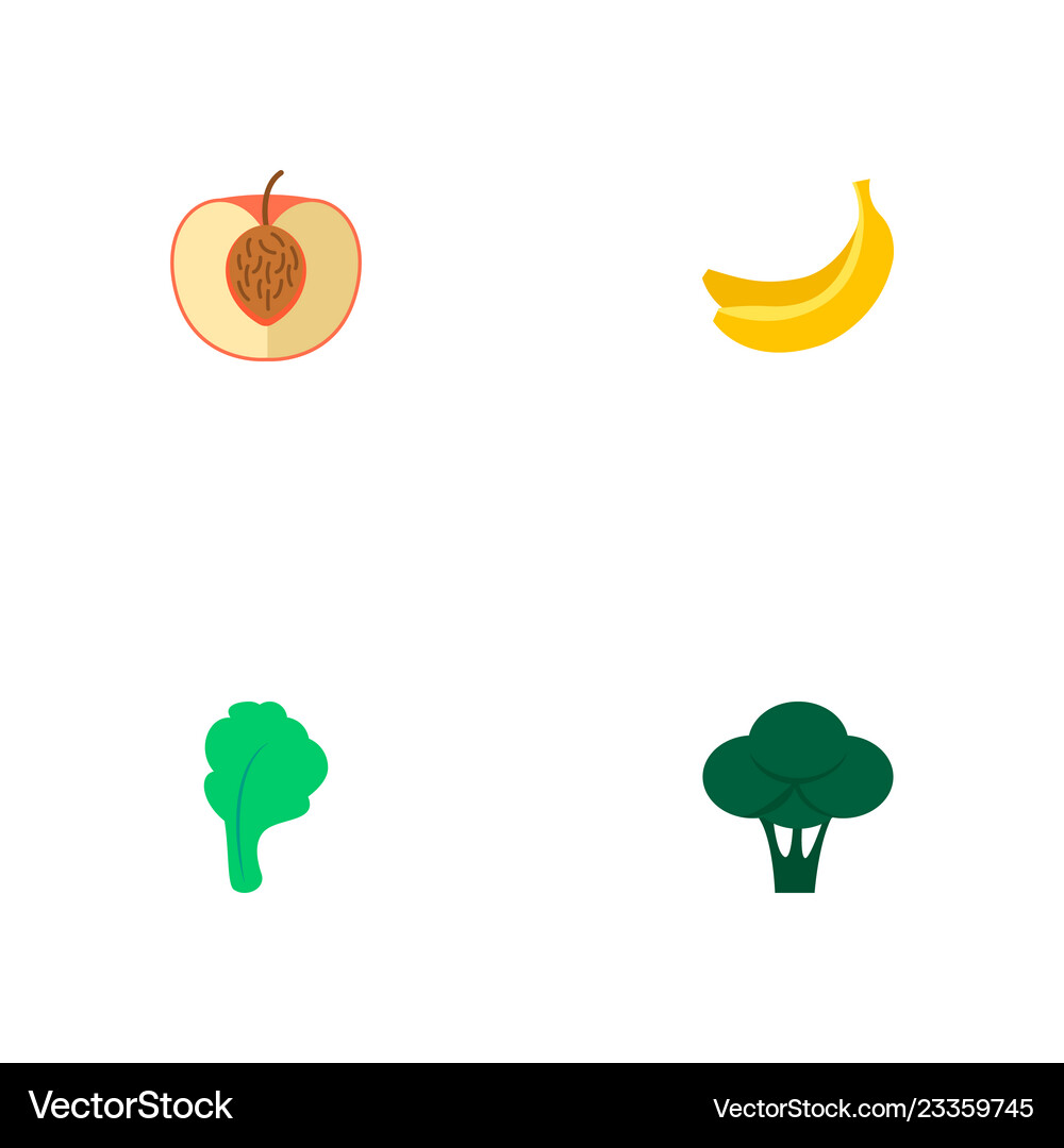 Set fruit icons flat style symbols Royalty Free Vector Image