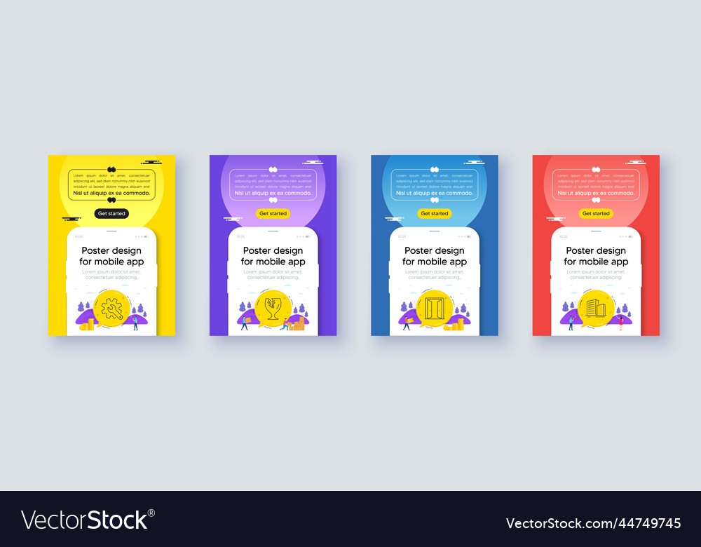 Simple set of open door customisation and fragile Vector Image