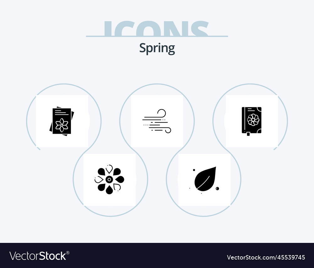 Spring glyph icon pack 5 icon design book wind Vector Image