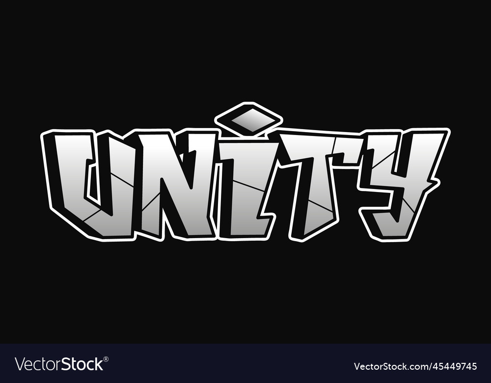 Unity word graffiti style letters hand drawn Vector Image