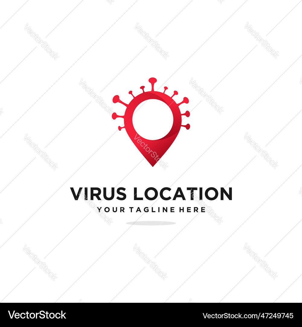 Virus location logo infected area on map premium Vector Image