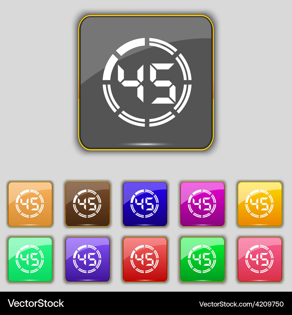 45 second stopwatch icon sign Set with eleven Vector Image