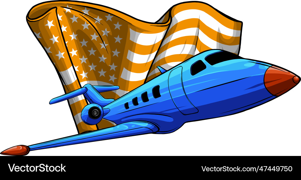 Airplane with american flag Royalty Free Vector Image