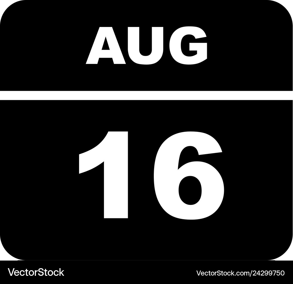 August 16th date on a single day calendar Vector Image