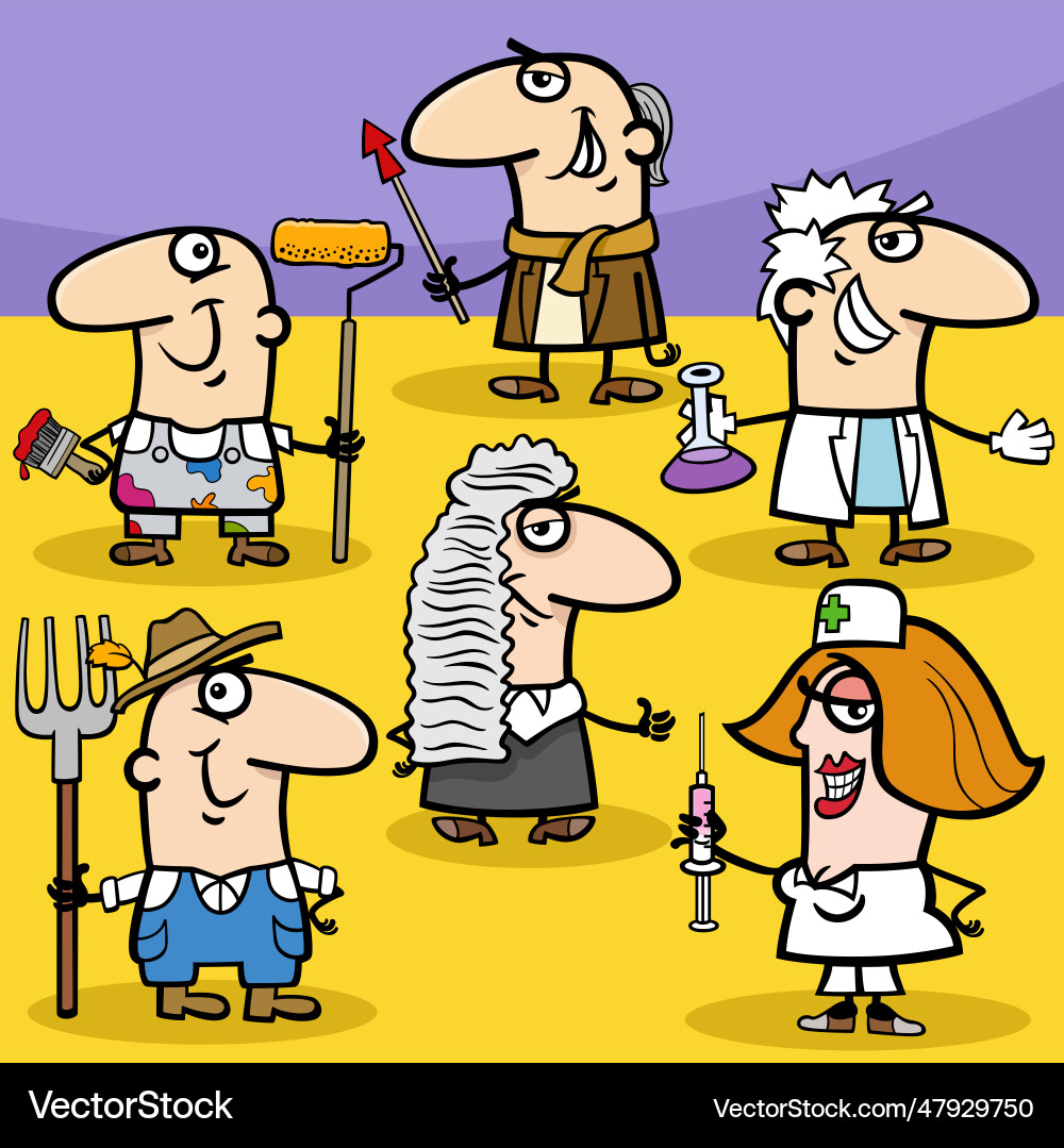 Comic people of different occupations characters Vector Image