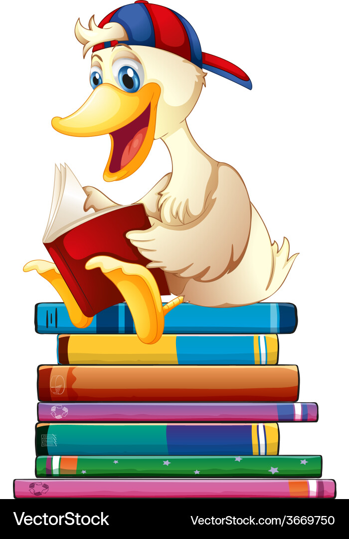 Duck and books Royalty Free Vector Image - VectorStock