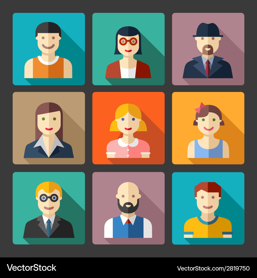Flat avatar icons faces people Royalty Free Vector Image