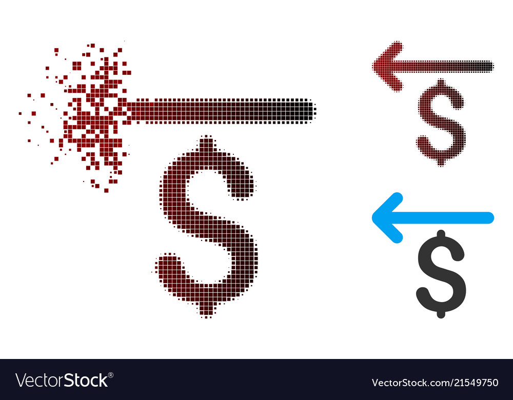 Fractured pixel halftone cashback icon Royalty Free Vector Fractured pixel halftone cashback icon Royalty Free Vector