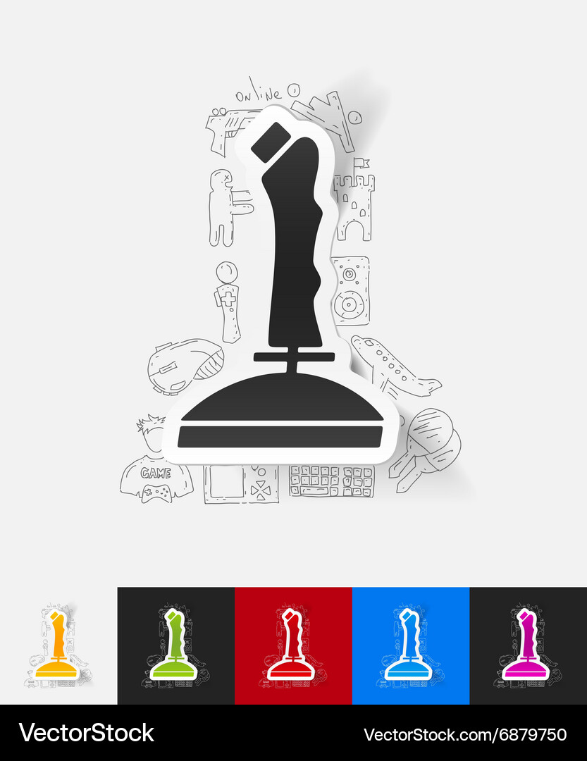 Joystick paper sticker with hand drawn elements Vector Image