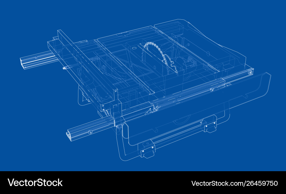 Outline table saw for woodwork Royalty Free Vector Image