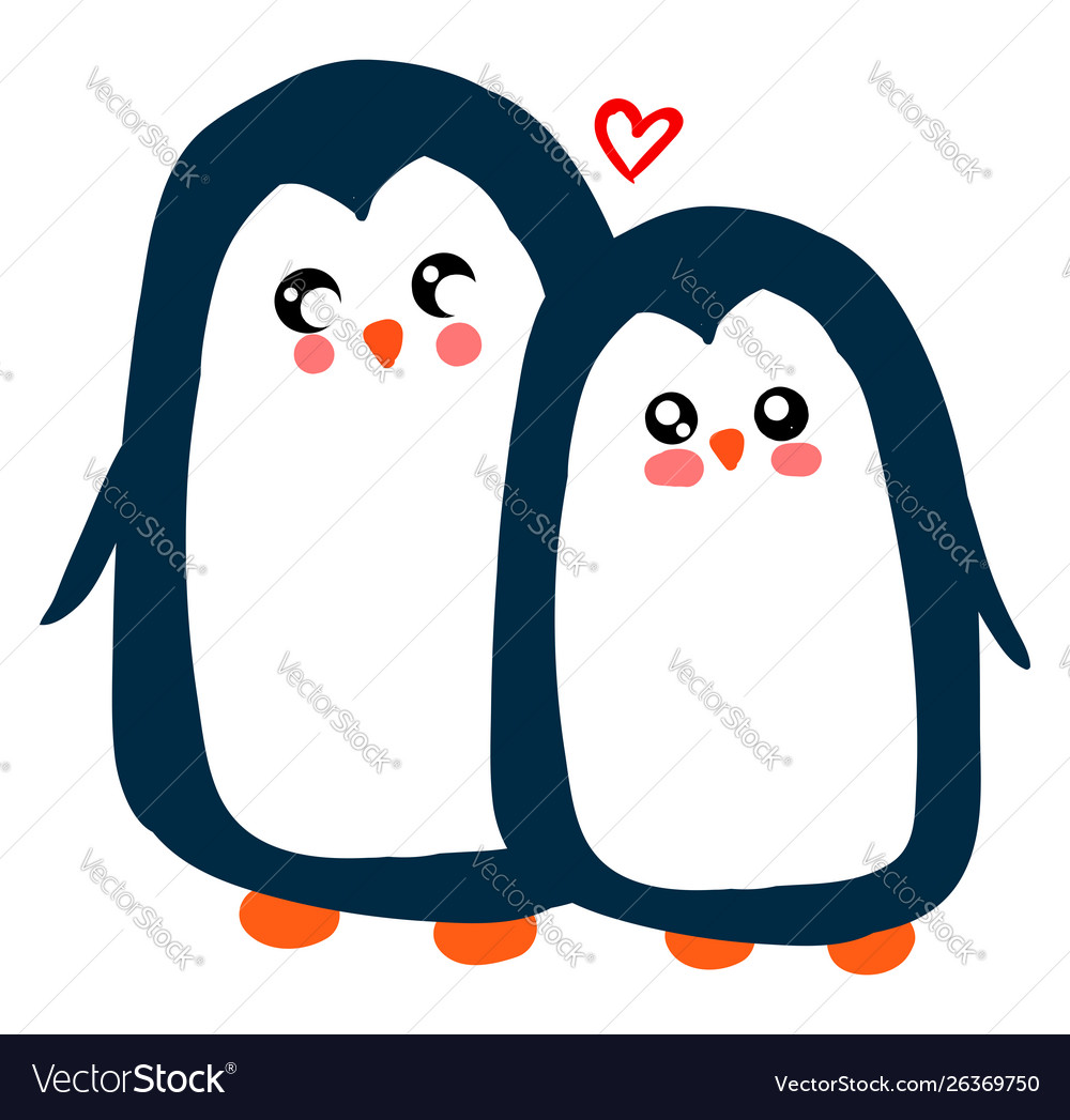 Penguin in love on white background Royalty Free Vector