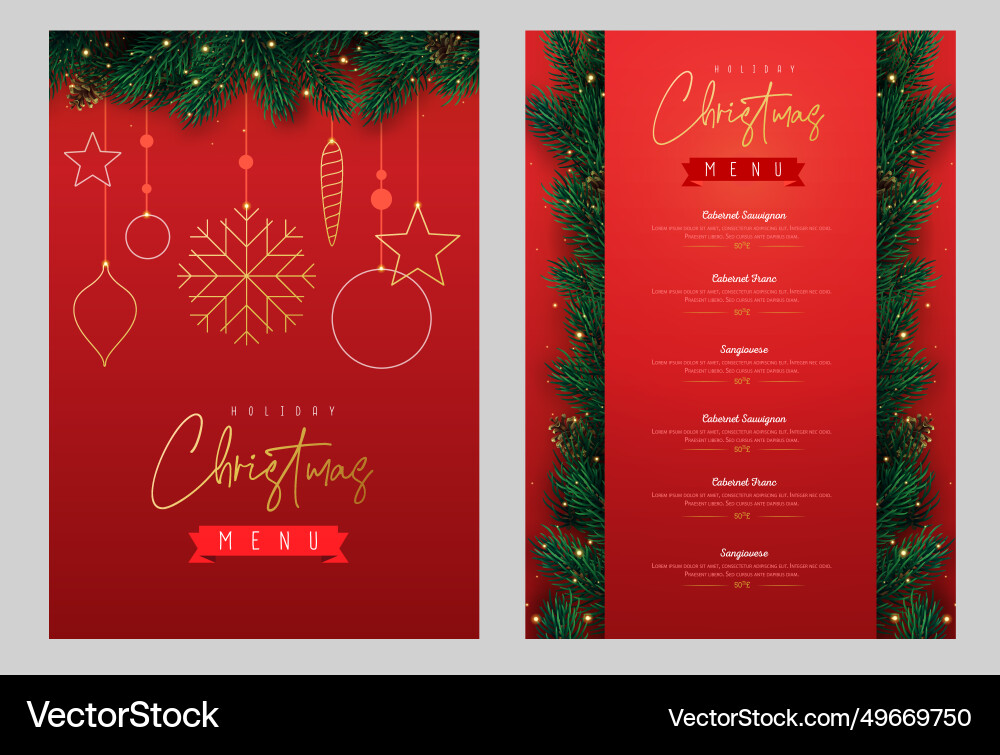Restaurant menu design with christmas decorations Vector Image