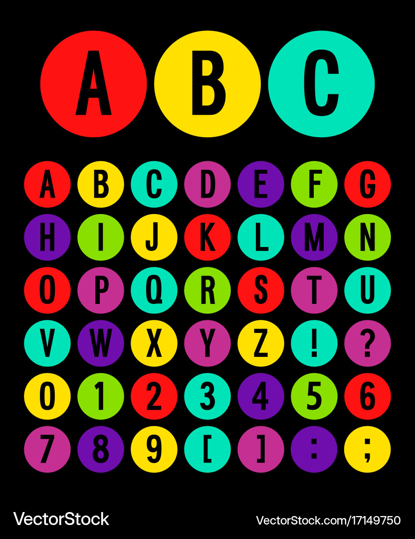 Round icons alphabet Royalty Free Vector Image