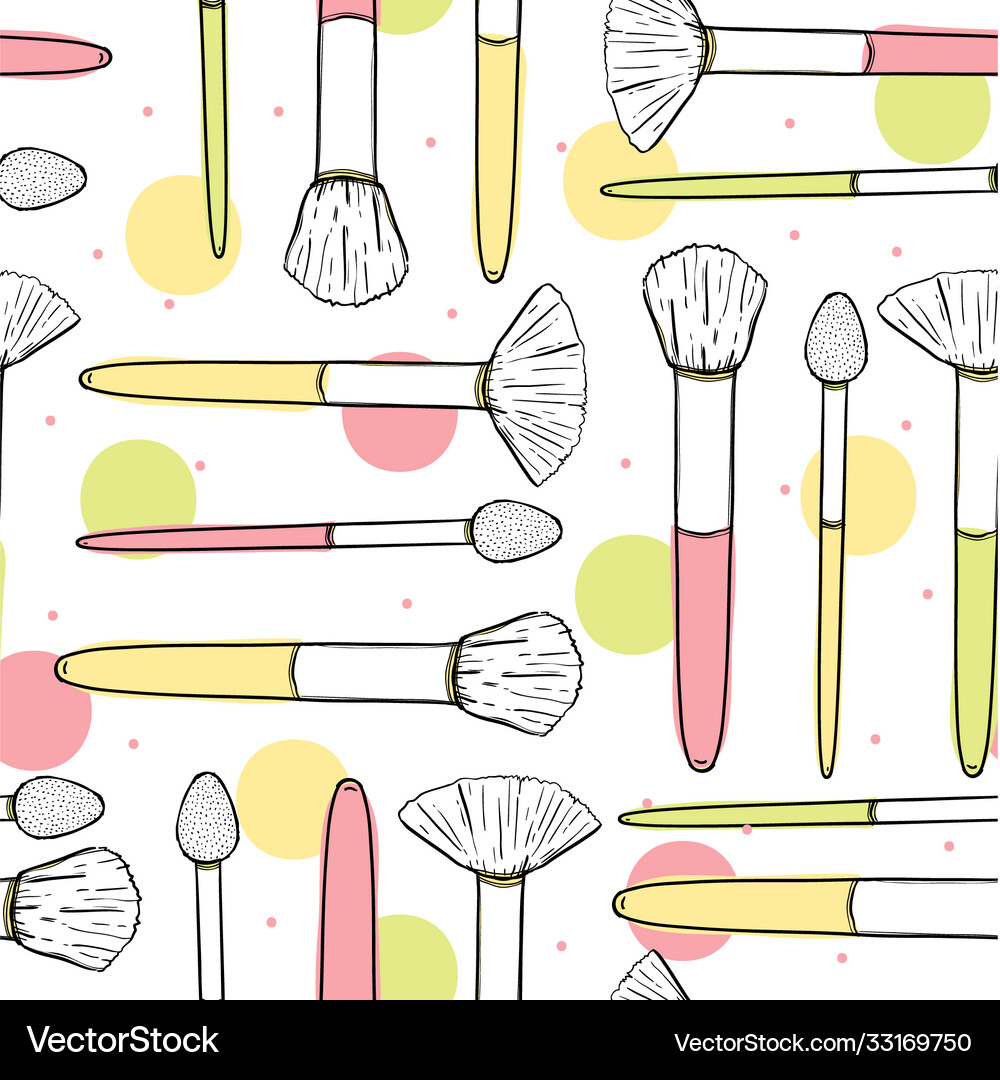 Seamless pattern beauty cosmetic makeup hand draw Vector Image