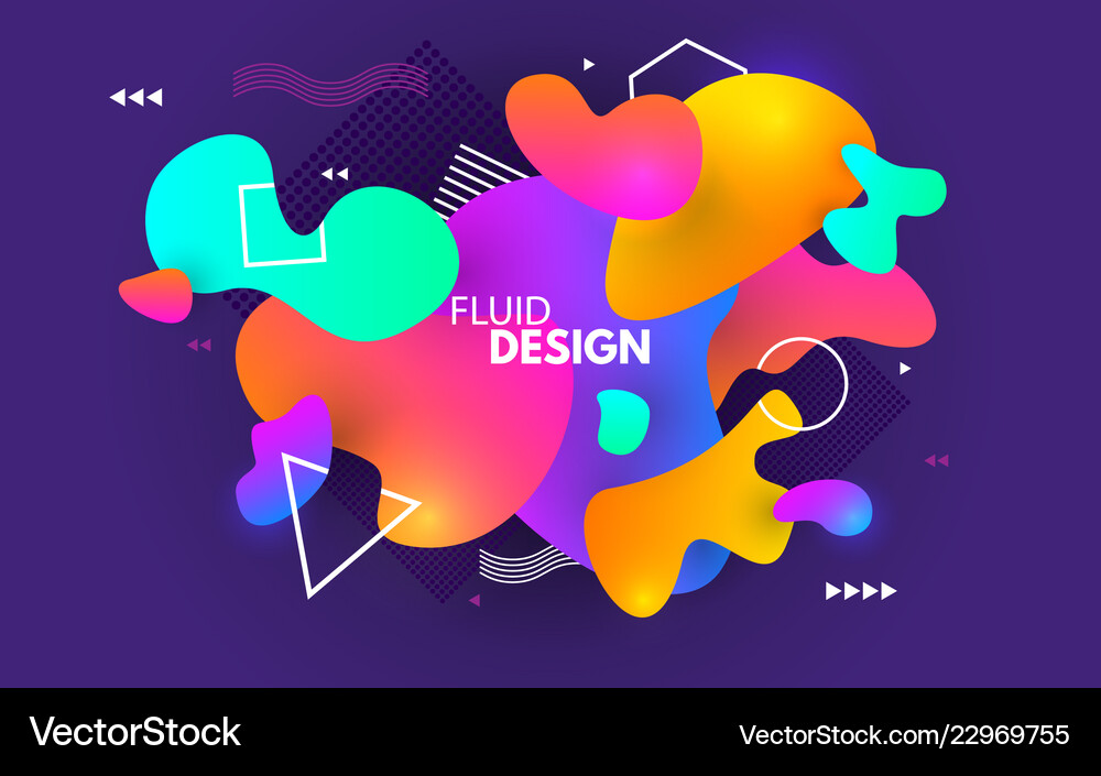 Color shapes design fluid abstract background Vector Image