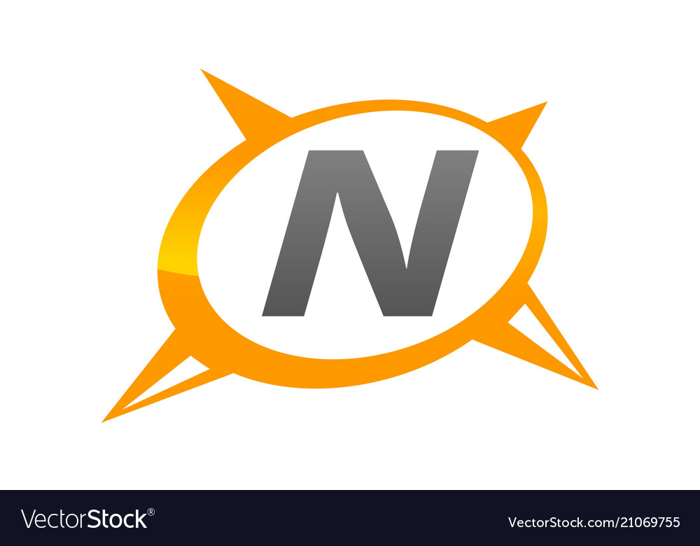 Compass guide solution letter n Royalty Free Vector Image