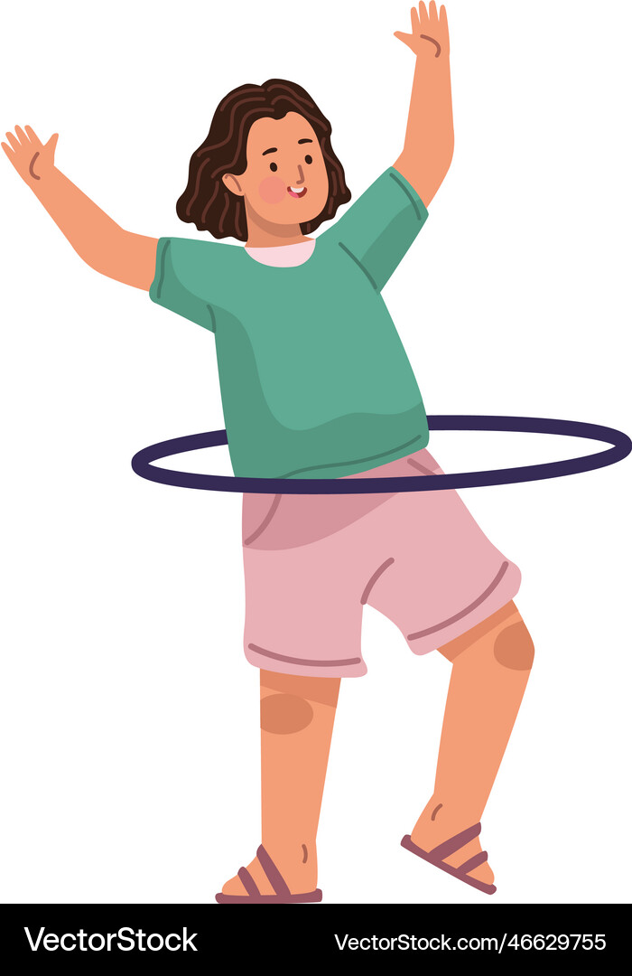 Little girl practicing hula hoops Royalty Free Vector Image