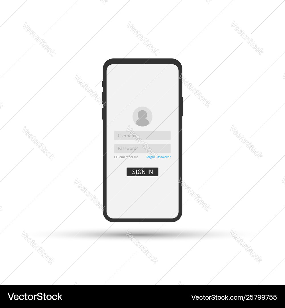 Login to application account on smartphone flat Vector Image