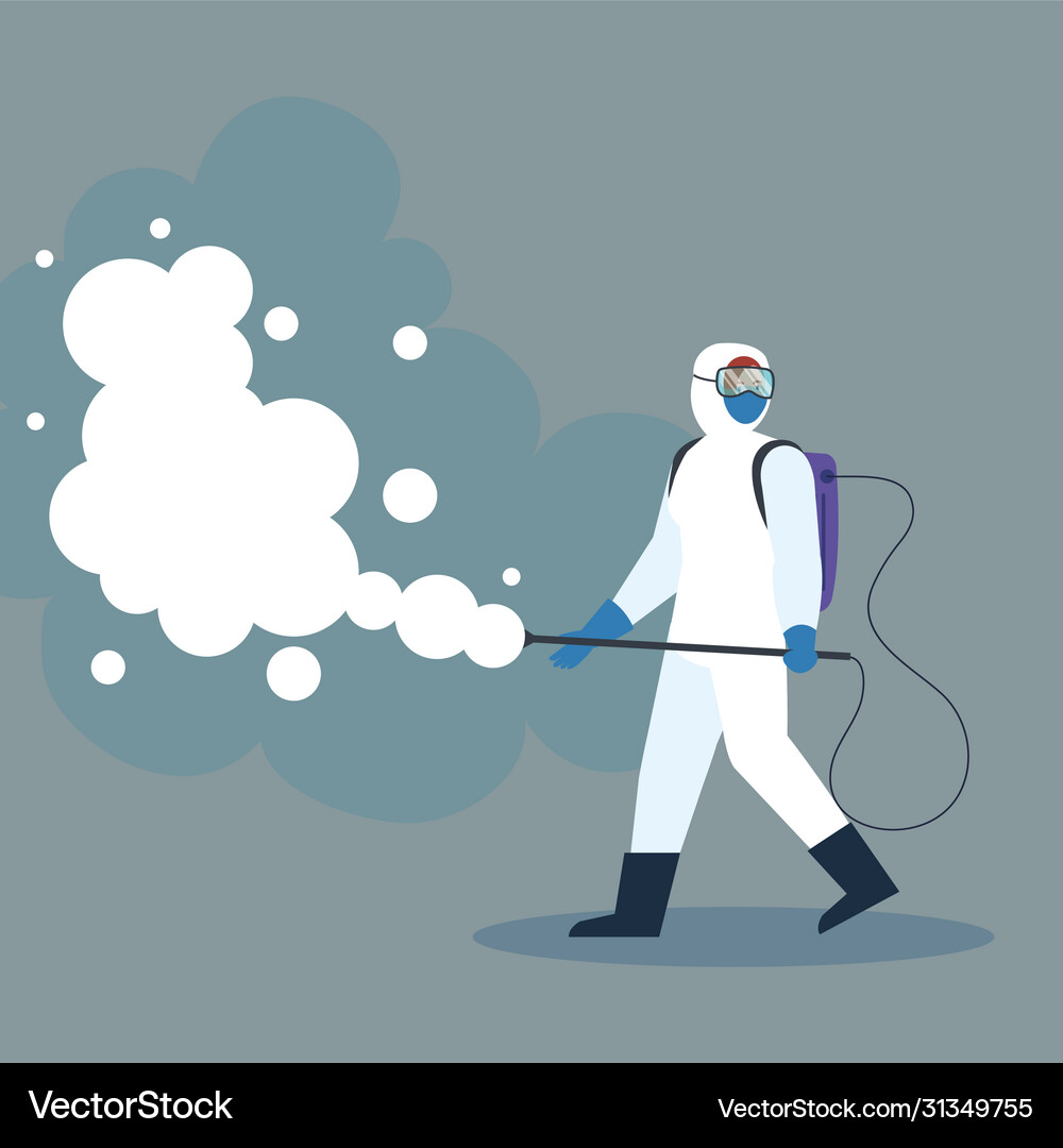 Person with protective suit or spraying viruses Vector Image