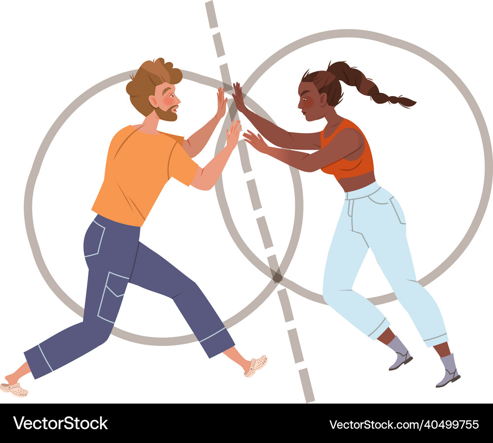 Personal space and boundaries concept couple Vector Image